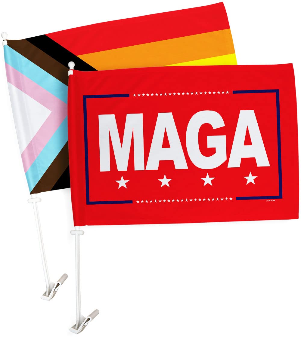 Amazon.com : Trump Flag MAGA Car Flags Pack with Progress Rainbow ...