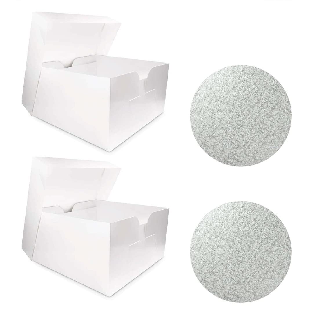 Buy YIGATI 10 Inch Cake Box (Pack of 2) and Silver Round 10 Inch Cake ...