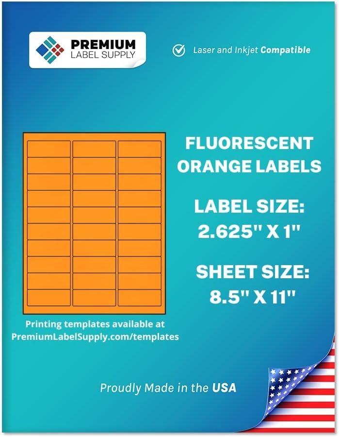 Amazon.com : Fluorescent Address Labels - 1" x 2-5/8" - 30 Per Sheet ...