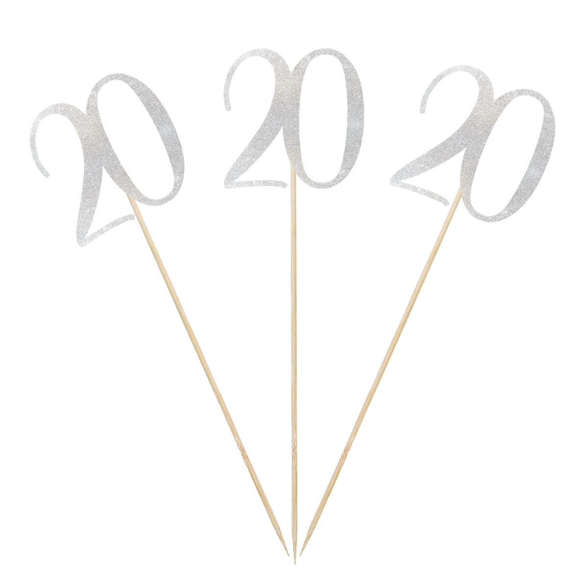 Amazon.com: Silver Glitter 20th Birthday Centerpiece Sticks, 12-Pack ...