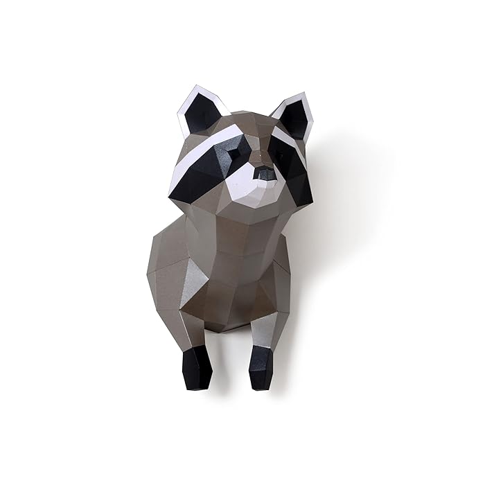 Buy Raccoon Trophy Paper Sculpture,Pre-cut DIY Papercraft Kit,Handmade ...