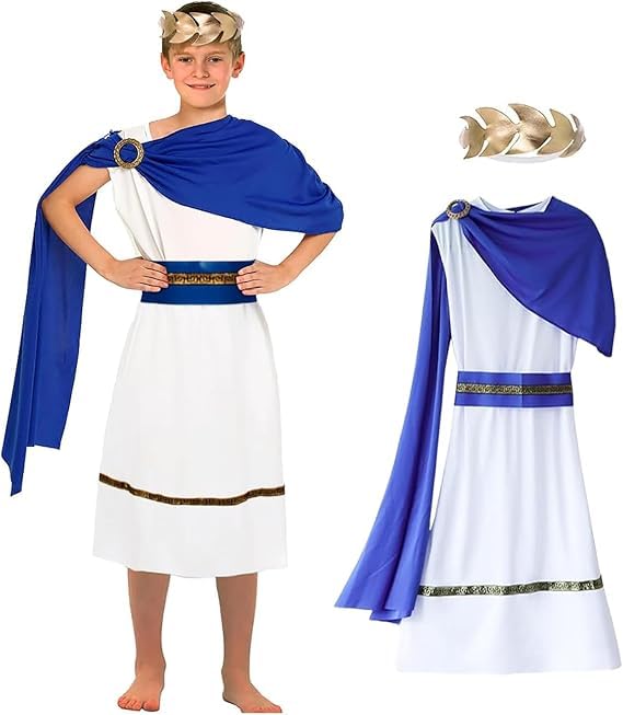 Buy Greek Toga Costume for Kids Boys Girls Ancient Roman Dress Greek ...