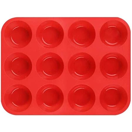 Belmalia Muffin Tray Silicone, 12 Holes, 33 x 25 x 3 cm, Non-Stick ...