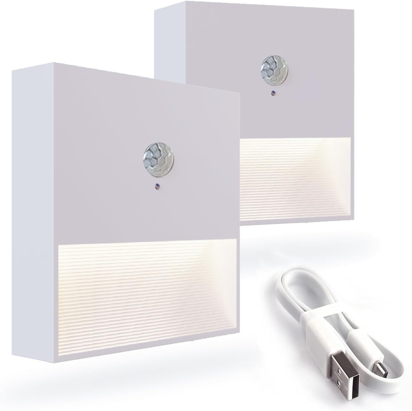 Suright Veilleuse Type-C Rechargeable, 2 Pack Veilleuse avec Détecteur ...
