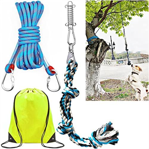 ZENGSUSU Rotable Spring Flirt Pole for Dog with Cotton Rope Toy & a ...