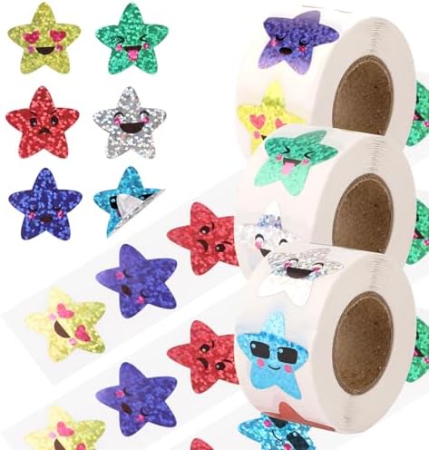 1500 Pcs Smile Star Stickers, Shiny Reward Stickers for Children, Star ...