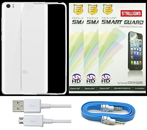 STALLIONS XIAOMI MI 5 Transparent Back Cover with 3 Screen Guards, AUX ...