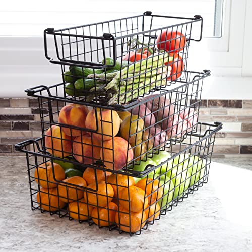 Snapklik.com : Home-Complete 16 Large Stackable Wire Baskets, 3-size ...