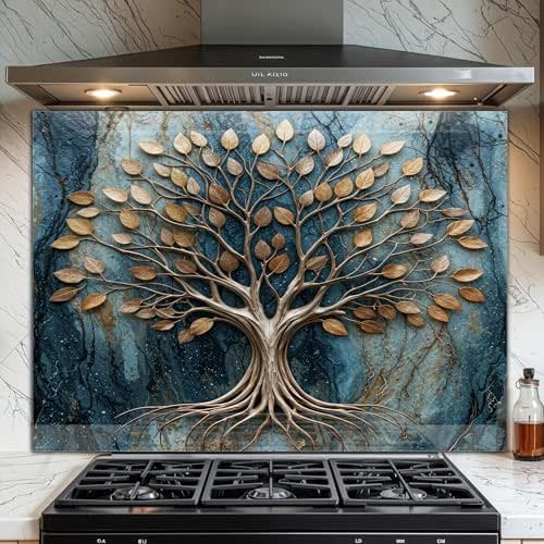 Amazon.com: Tempered Glass Backsplash for Kitchen - Easy to Clean ...