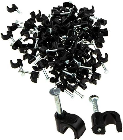RosenetSys 5mm Black Round Cable Clips (for Network Cable, cat5e ...