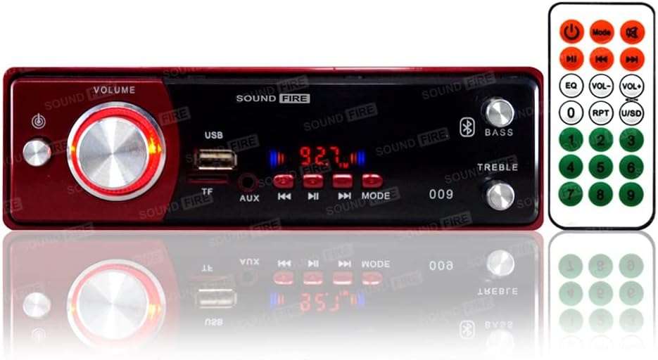 SOUND FIRE SF-009 (RED) Bluetooth/USB/SD/AUX/FM/MP3 Car Stereo : Amazon ...