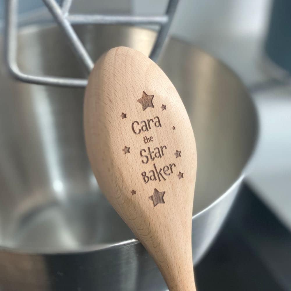 Personalised Wooden Spoon Star Baker Design, Custom Engraved Wood Spoon ...