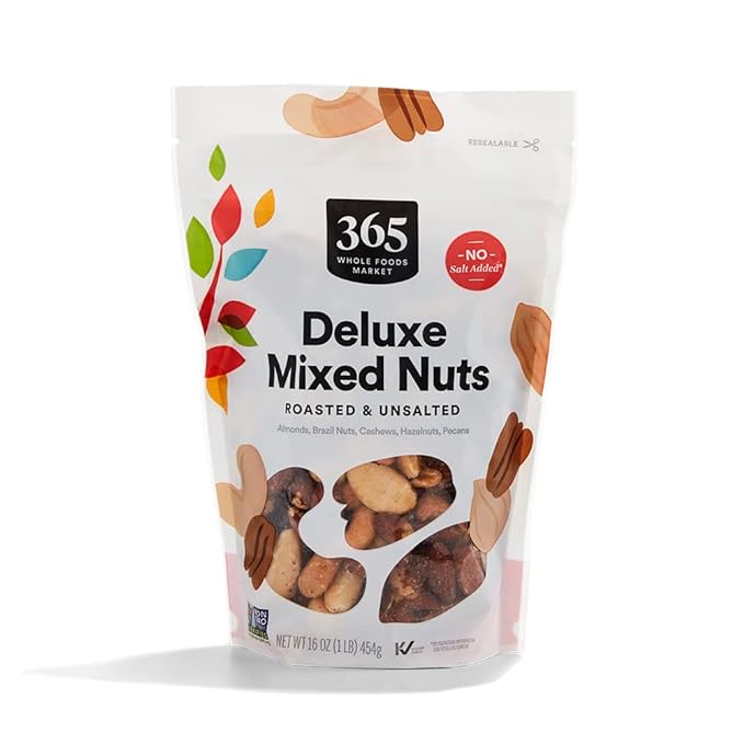 Amazon.com: 365 by Whole Foods Market, Unsalted Deluxe Mixed Nuts, 16 Ounce