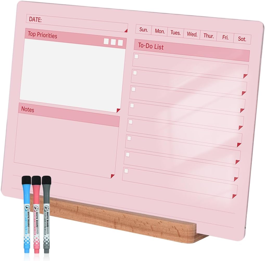 Amazon.com: Acrylic Dry Erase to-Do List Board with Solid Wood Base ...