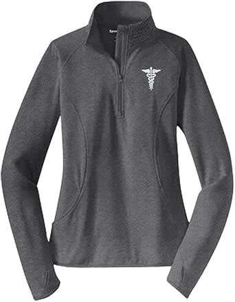 Amazon.com: Image Sport Nursing Caduceus Women's Charcoal Heather 1/4 ...