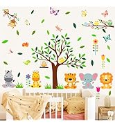 MOSITU Small Pine Tree Wall Decals Watercolor Tree Wall Stickers Green ...
