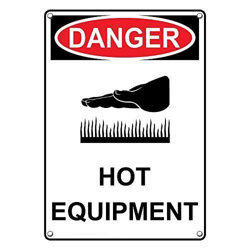 Weatherproof Plastic Vertical OSHA Danger Hot Equipment Sign with ...