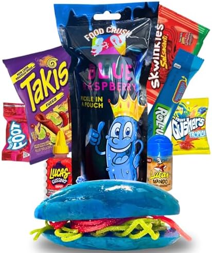 Amazon.com : Blue Raspberry Pickle Kit With Takis-Mexican Candy Gift ...