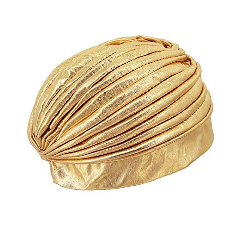Surkat Unisex Metallic Arab India Pleated Turban Headwrap Swami Hat ...