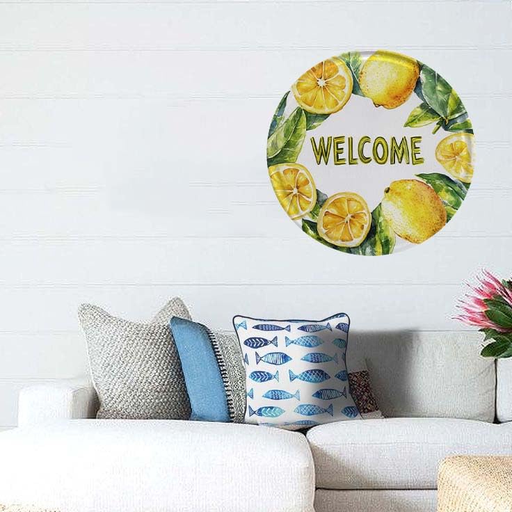 Snapklik.com : Snowsun Round Metal Sign Lemon Welcome Retro Tin Sign ...