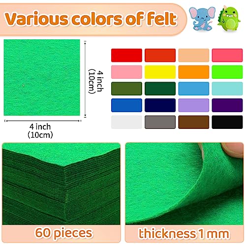 Snapklik.com : 60 PCS Green Felt Sheets, 4"x4" Felt Squares,Soft Felt ...