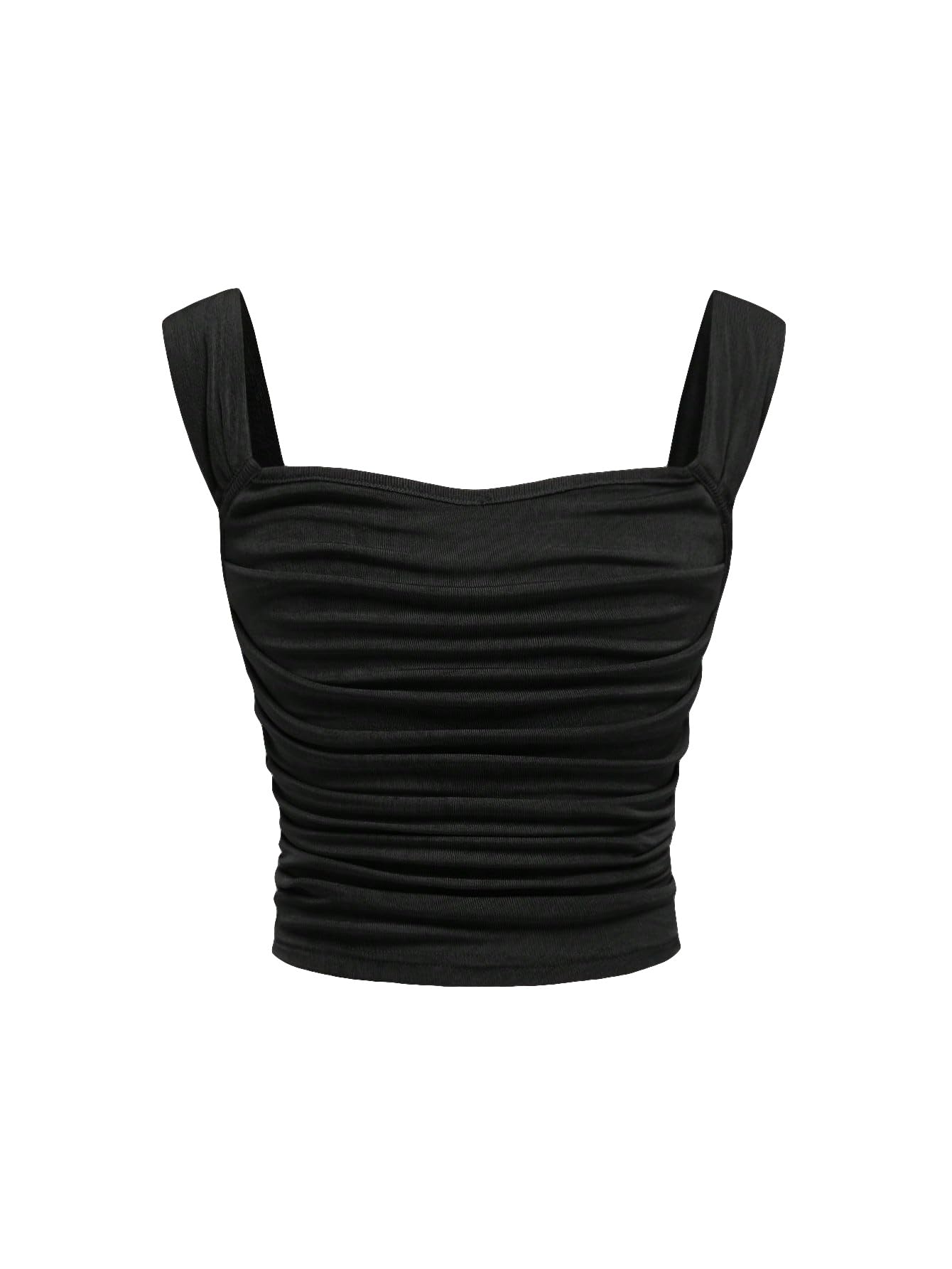 Amazon.com: OYOANGLE Girl's Sleeveless Square Neck Wide Straps Ruched ...