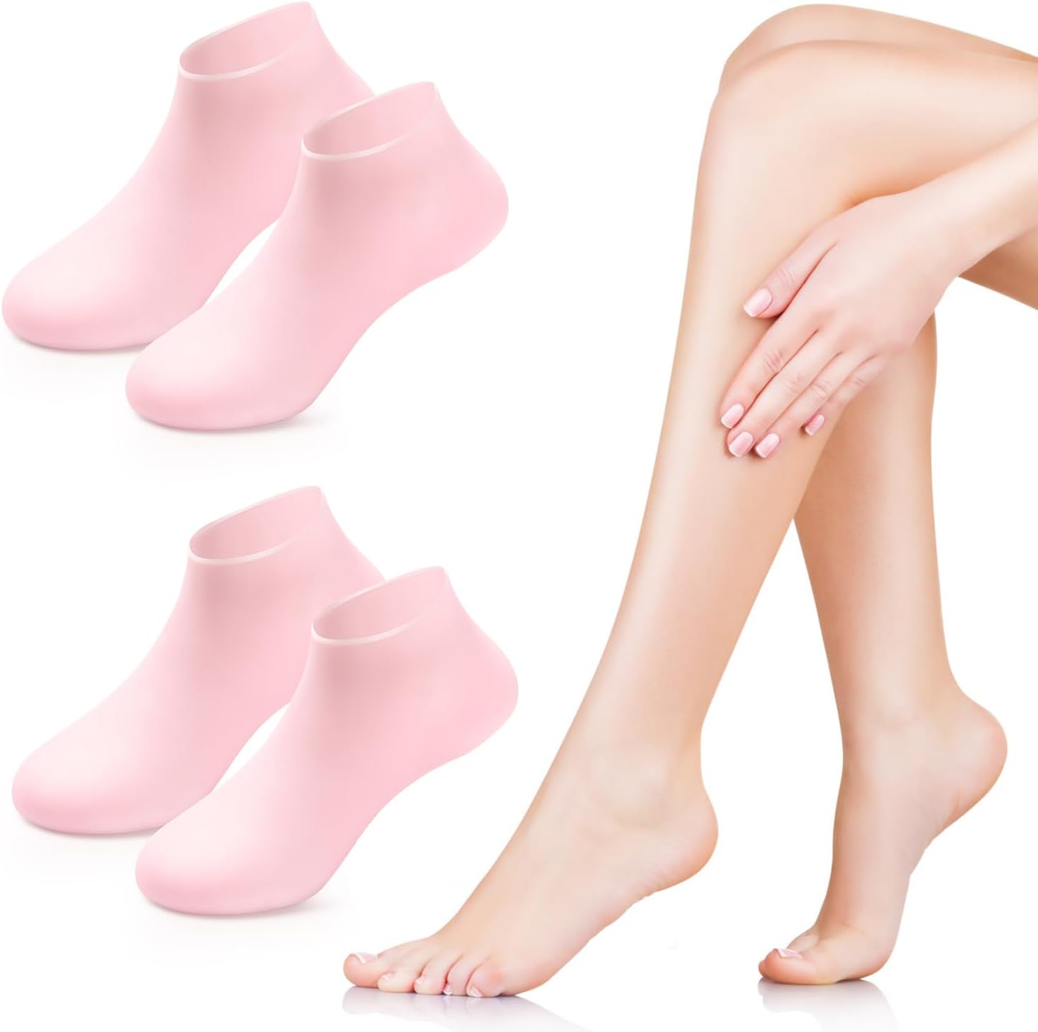 Amazon.com : Etercycle 2 Pairs Silicone Socks for Women, Moisturizing ...