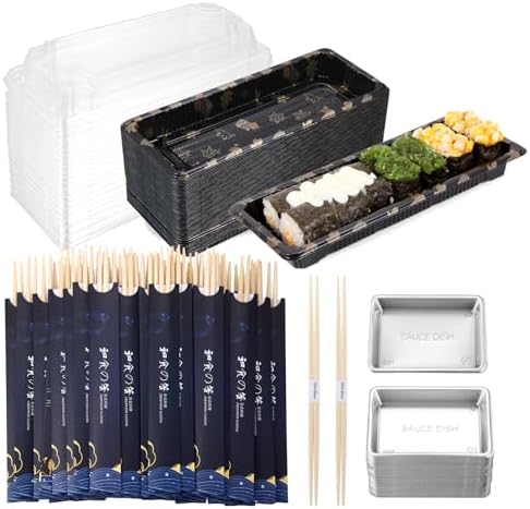 Amazon.com: Singhoow 24 Pcs Sushi Boats Disposable Sushi Boat Box with ...