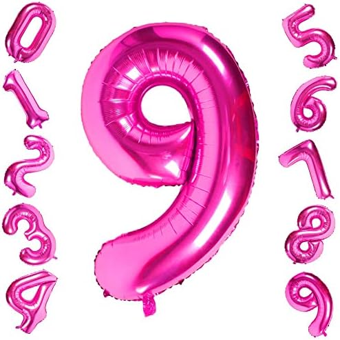 Amazon.com: Pink 9 Balloons,40 Inch Birthday Foil Balloon Party ...
