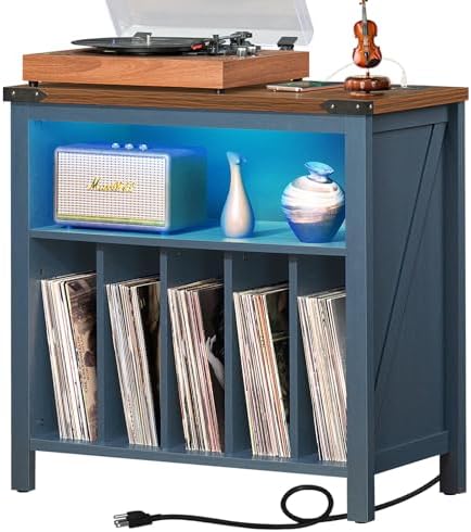 Amazon.com: Joaxswe Large Record Player Stand with Charging Station ...