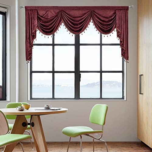 Hellina Tapework Window Swag Curtains [Scallop Edge, Scroll]