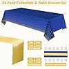 Amazon.com: 24 Pack Blue and Gold Tablecloth and Table Runner Party ...