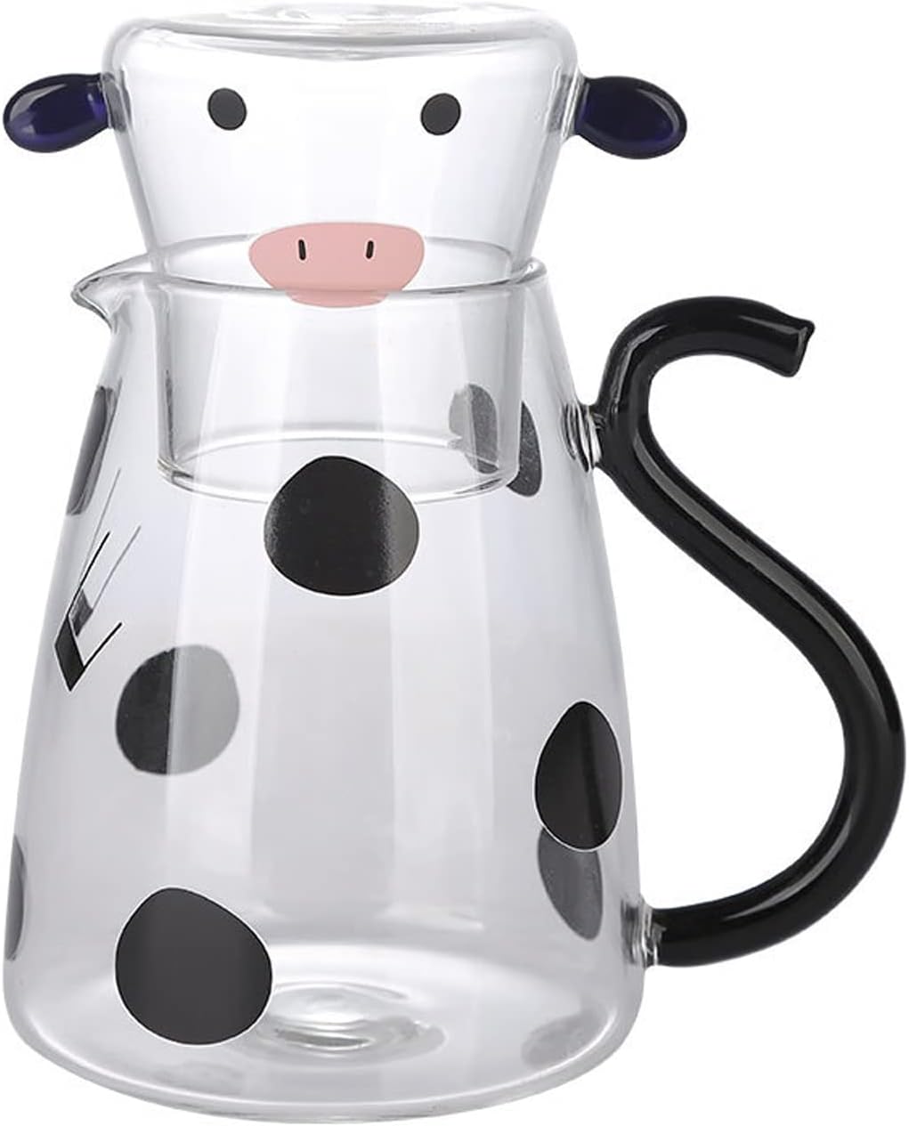 Amazon.com: TSYFM Glass Carafe Water Pitcher 19oz Cute Cow Iced Tea ...