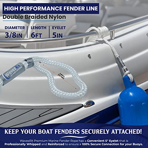Snapklik.com : WavesRx Boat Fender Lines 3/8 X 6 (2PK) Premium Marine ...
