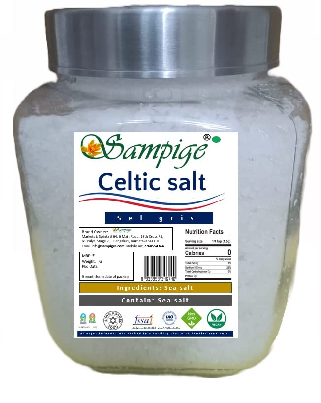 Sampige Celtic Salt - 32 OZ (Ounce) ~907 Grams - | Premium Glass Bottle ...