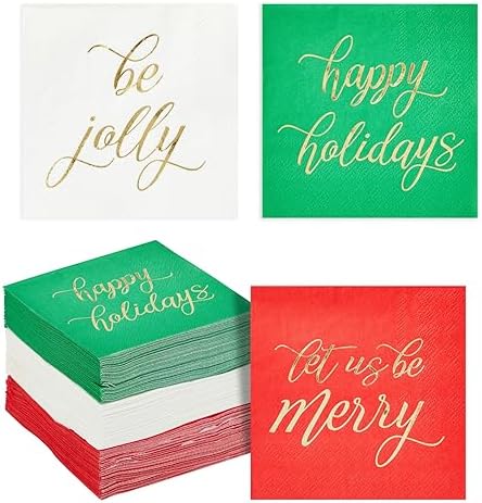 Amazon.com: 102-Pack Christmas Napkins, 3-Ply Disposable Paper ...