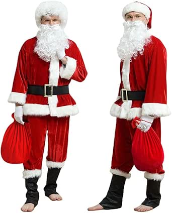 Amazon.com: QMKKX Santa Costume Suit for Men Adults with Fake Belly ...