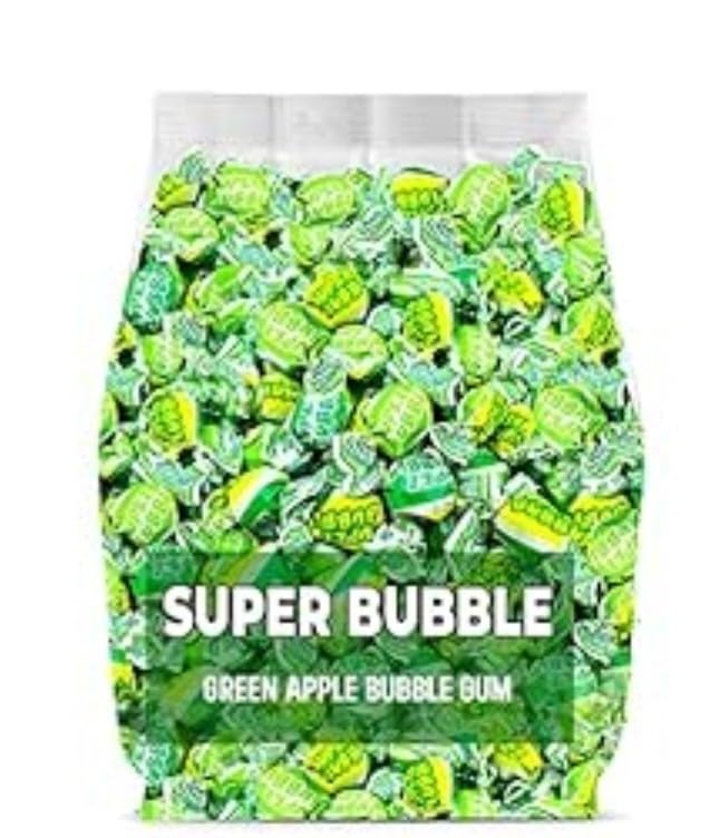 Amazon.com : SUPER BUBBLE GUM BULK PACK – Original Green Apple Flavor ...