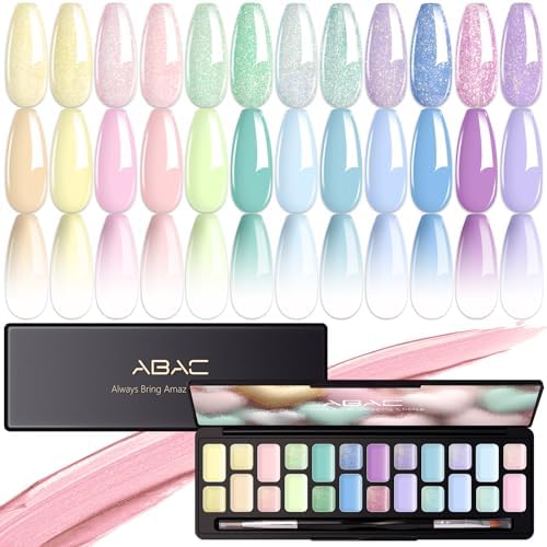 Amazon.com: ABAC Pastel Shimmer Solid Gel Nail Polish,Ombre Gel Polish ...