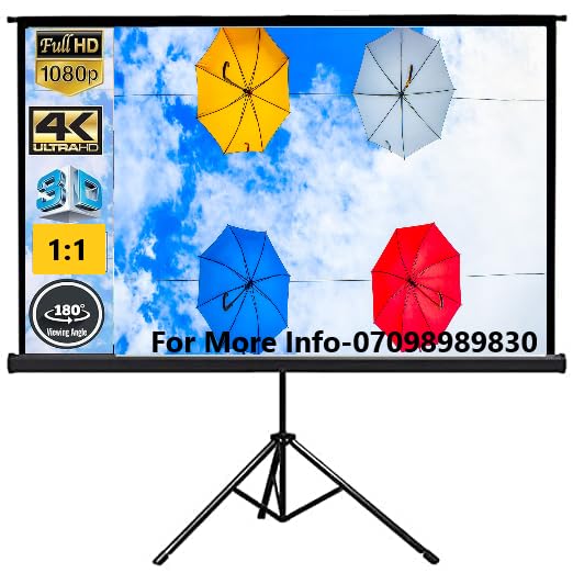 MOIZ Tripod Type Matt White Projector Screen, 4 Ft. x 4 Ft., Supports ...