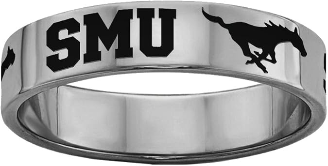 Southern Methodist SMU Mustangs Rings Stainless Steel 6MM Wide Ring ...