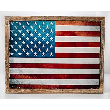 Amazon.com: American Flag Sign 10" x 16" Tin Metal USA Patriotic Home ...