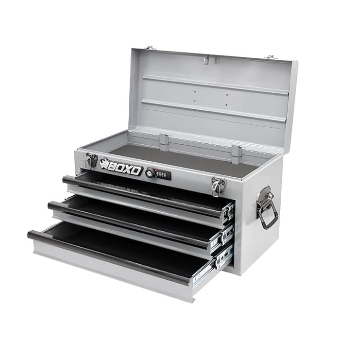 Buy Boxo USA Hand Carry Tool Box 3-Drawer Heavy Duty Steel Toolbox with ...