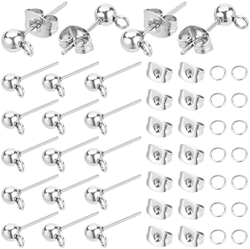 Amazon.com: PH PandaHall 300pcs Ball Post Earring Studs, 304 Stainless ...