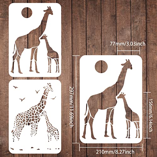FINGERINSPIRE 2 Pcs Layered Giraffes Stencils Template 29.7x21cm ...