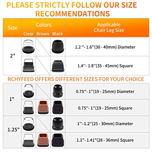 RCHYFEED 24 PCS Chair Leg Caps Sliders for Carpet, 2″ Chair Leg Floor ...