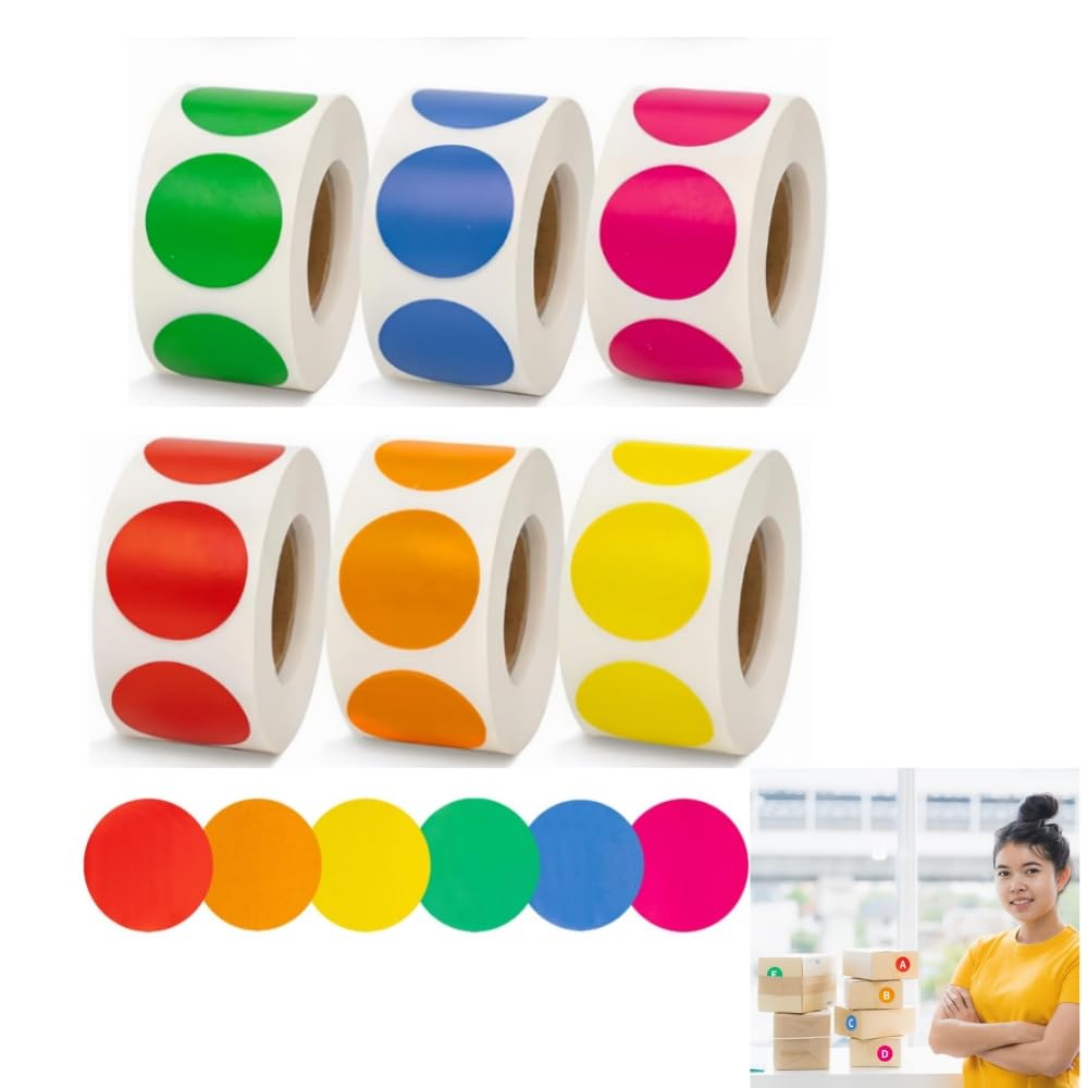 3000Pcs Colored Dot Stickers, Label Sticker Round Color Coding Labels ...