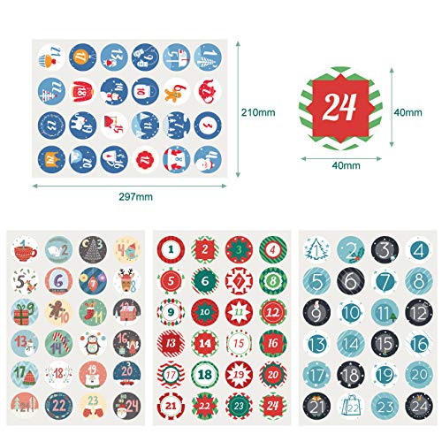 Snapklik.com : Naler Christmas Advent Calendar Numbers Sticker Sheet