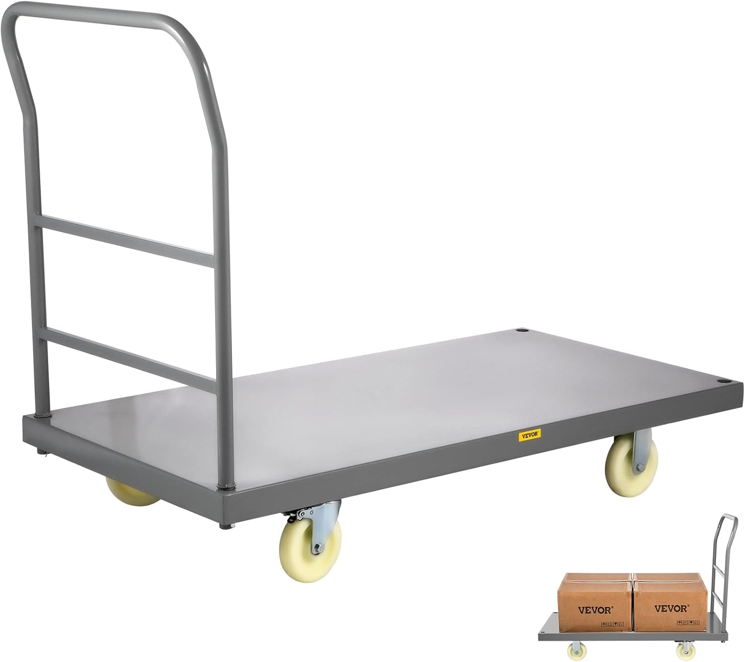 Amazon.com: VEVOR Heavy-Duty Platform Truck, 2000 LBS Steel Flatbed ...
