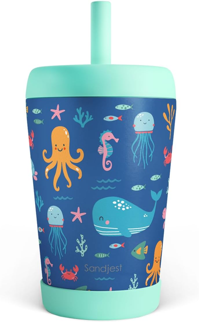 Amazon.com | SANDJEST Sea Animals Insulated Sippy Tumbler 12 Oz, Gift ...